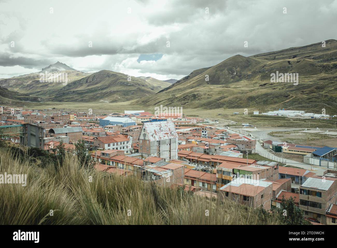 View of Morococha Nueva, miners' town, built by the Chinalco Group in ...