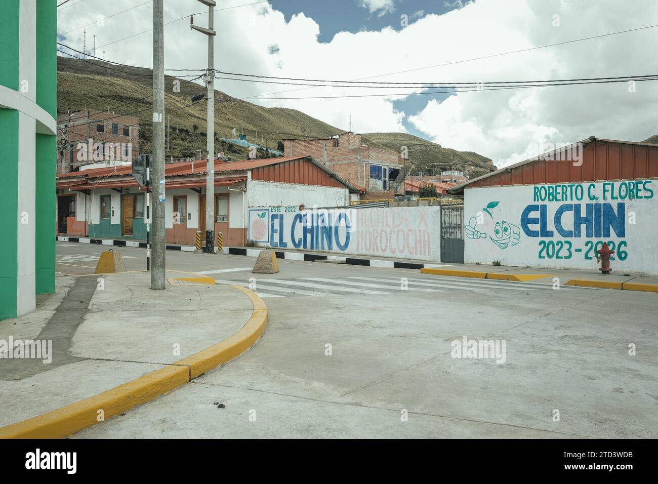 Road in Morococha Nueva, miners' town, built by the Chinalco Group in ...
