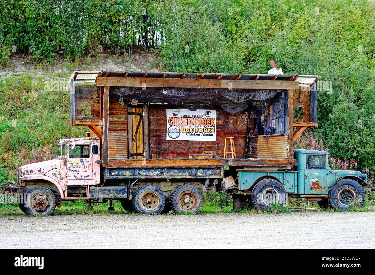Music stage in the centre of Chicken, Top of the World Highway ...