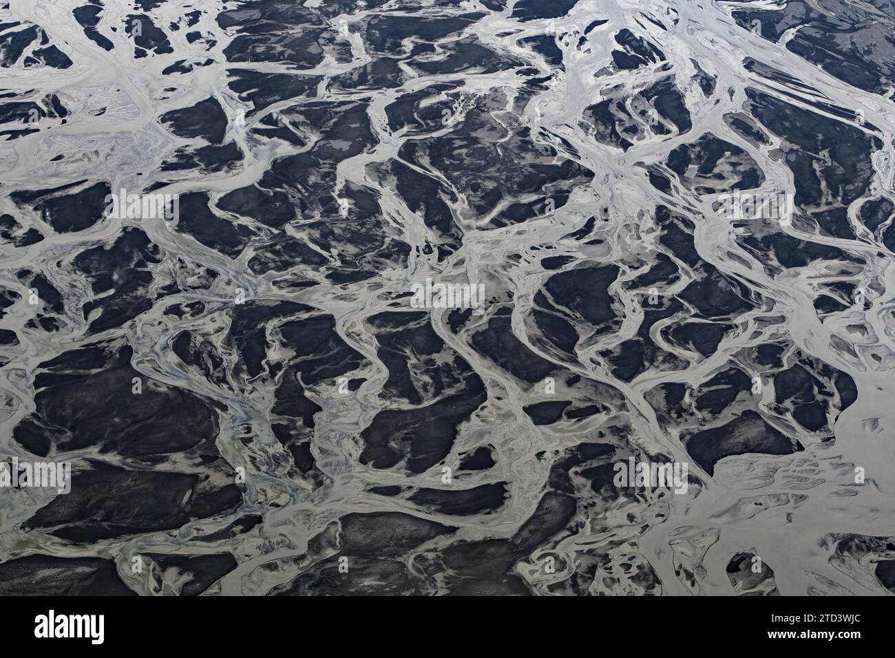 Aerial view Slims River Valley, Alaska Highway, Kluane Mountains, Yukon ...