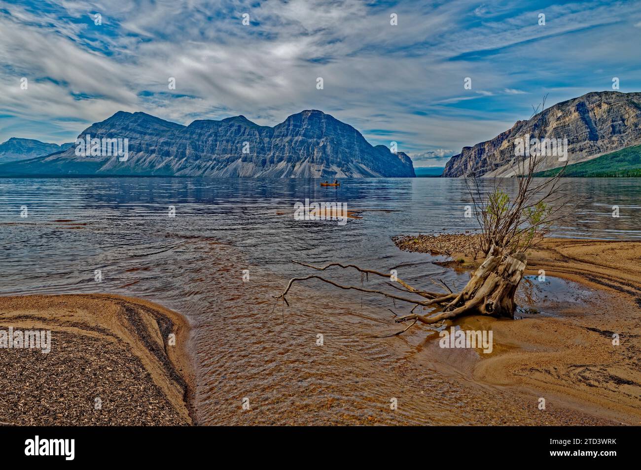 Canoeists at Little Doctor Lake, Nahanni National Park, Northwest ...