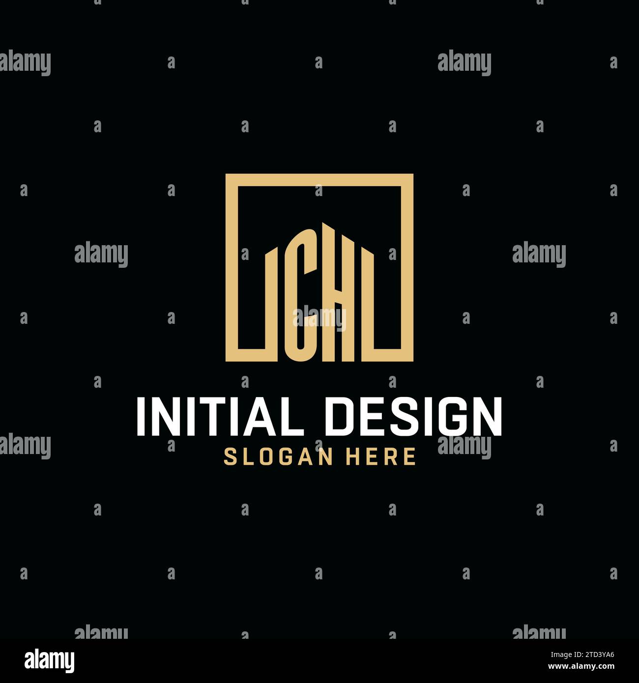 CH initial monogram logo design with square shape design inspiration ...