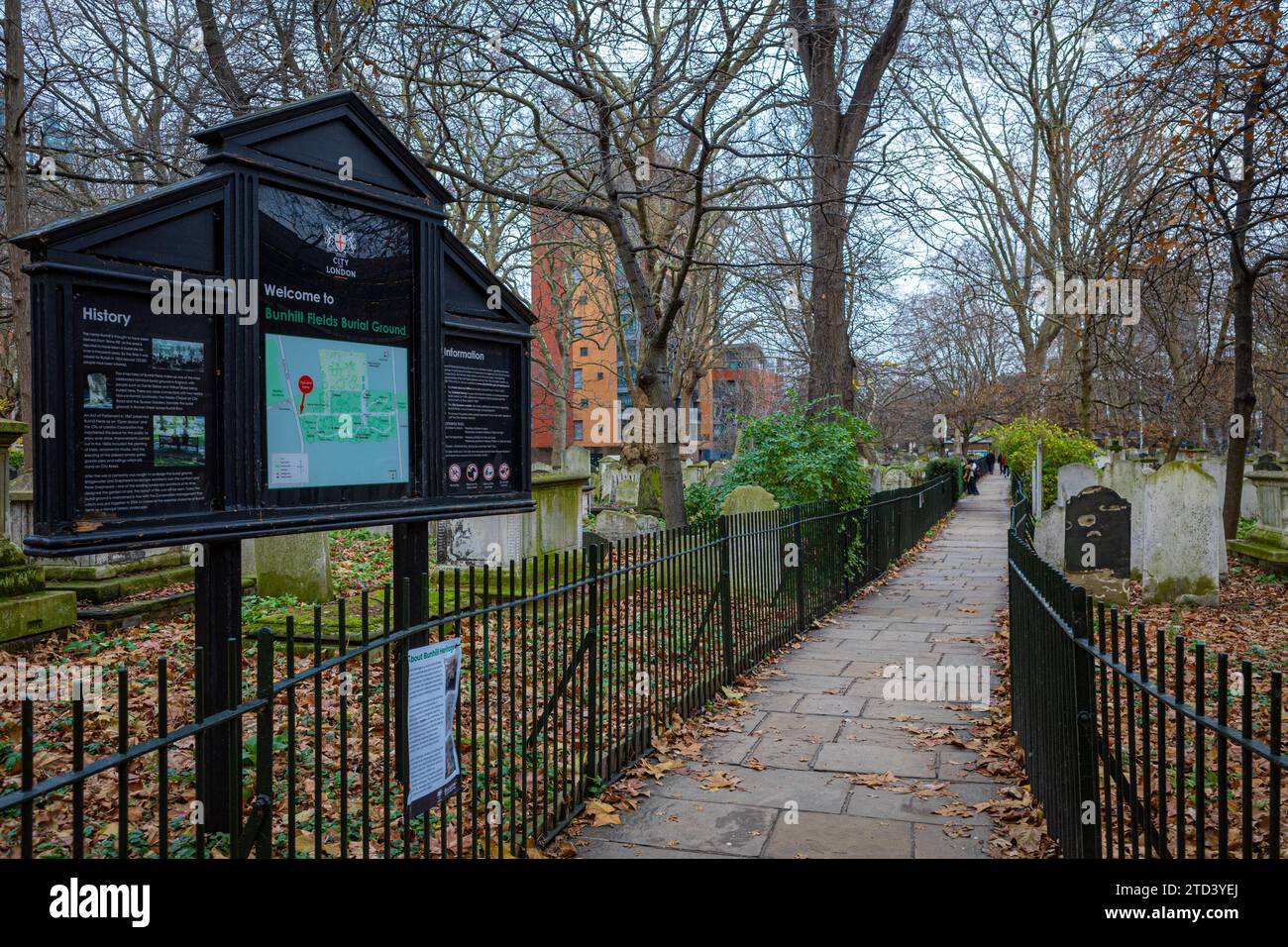 Bunhill Fields Burial Ground in the City of London containing an ...