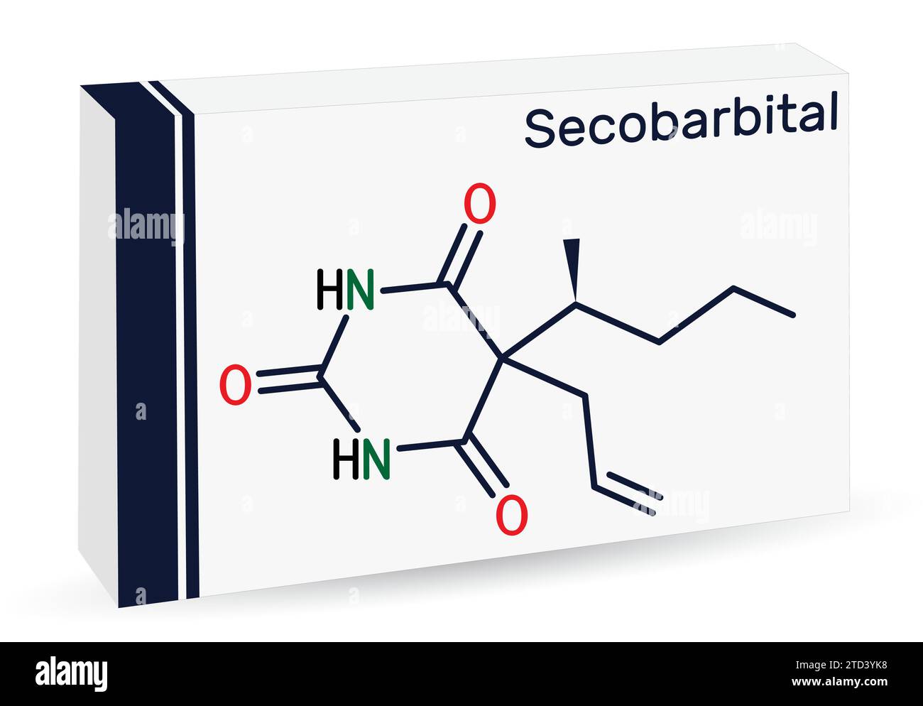 Secobarbital molecule. Barbiturate drug with anaesthetic ...