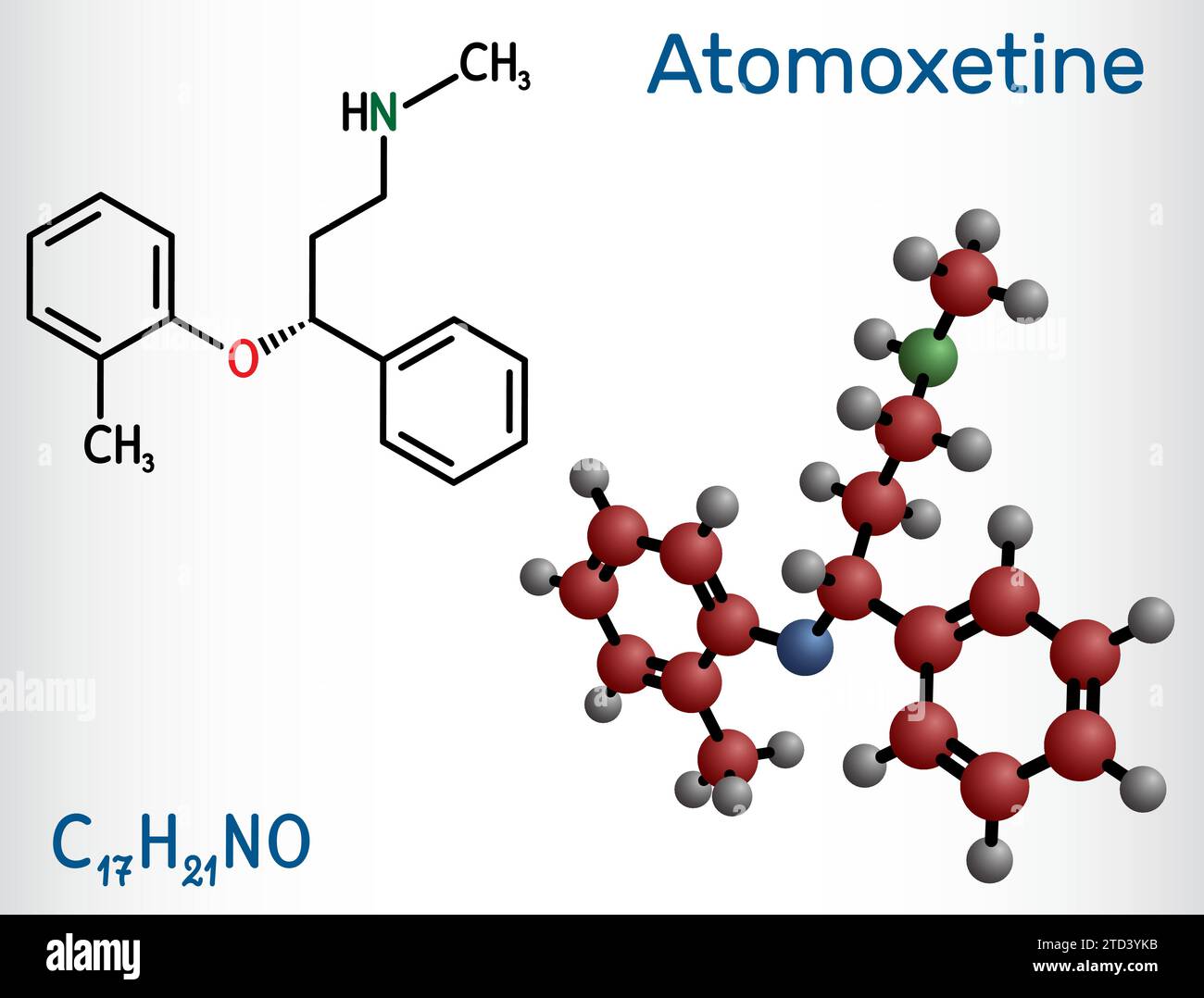 Atomoxetine molecule. It is used in the management of Attention Deficit ...