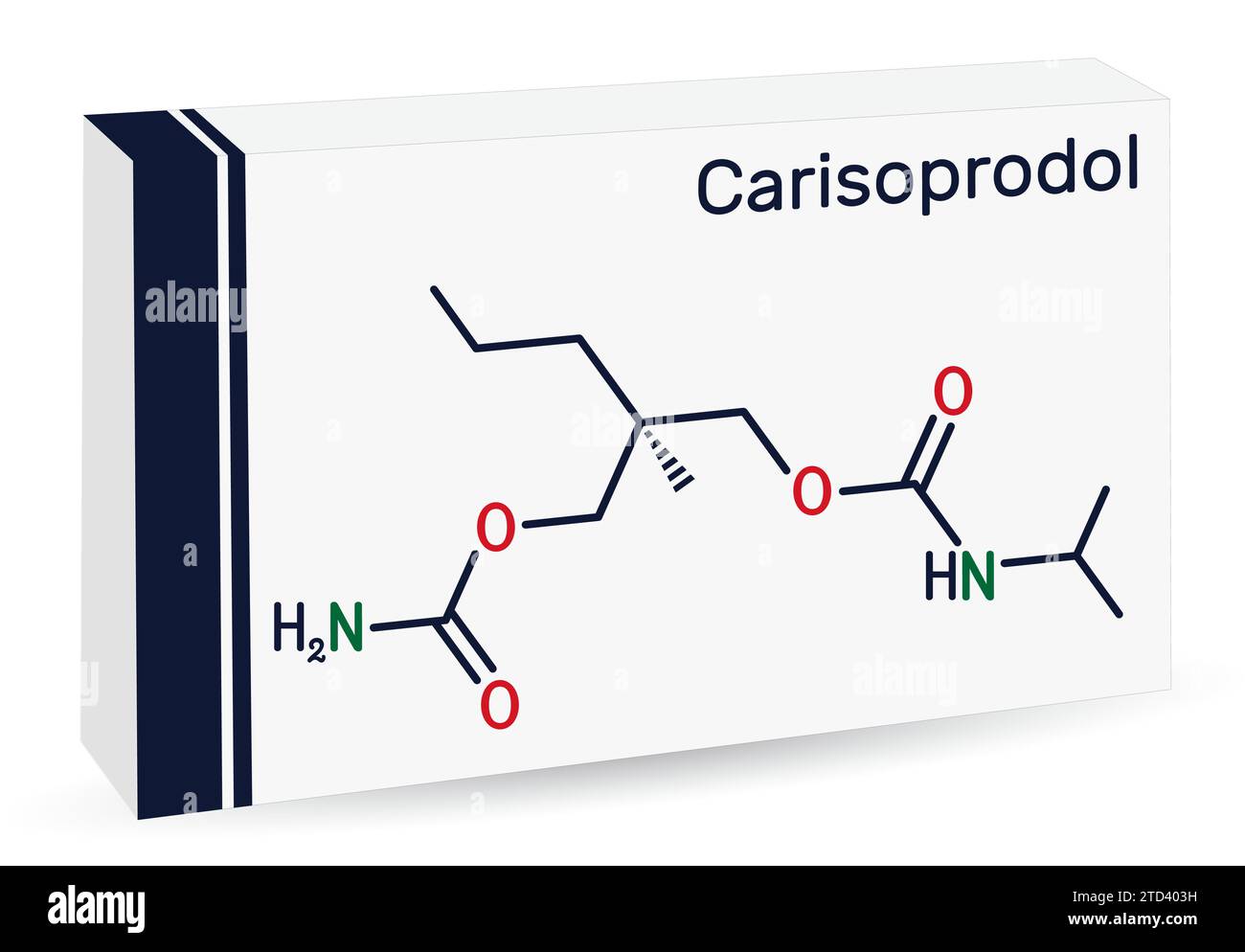Carisoprodol molecule. It is muscle relaxant, used in painful ...
