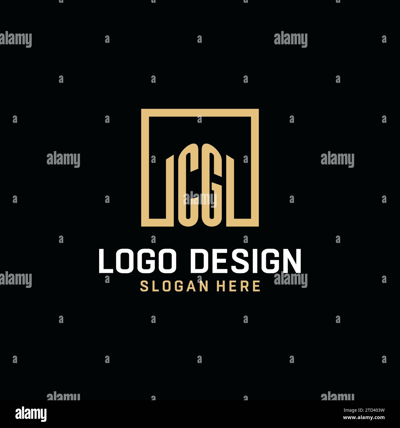 CG initial monogram logo design with square shape design inspiration ...