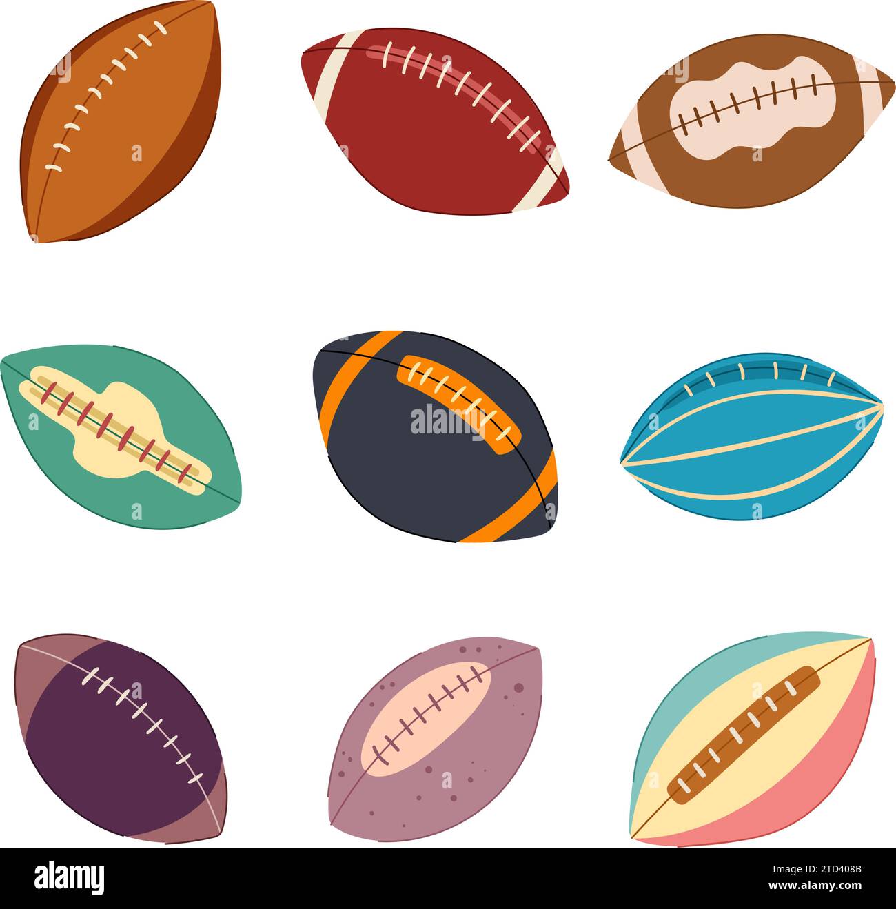 american football ball set cartoon vector illustration Stock Vector ...
