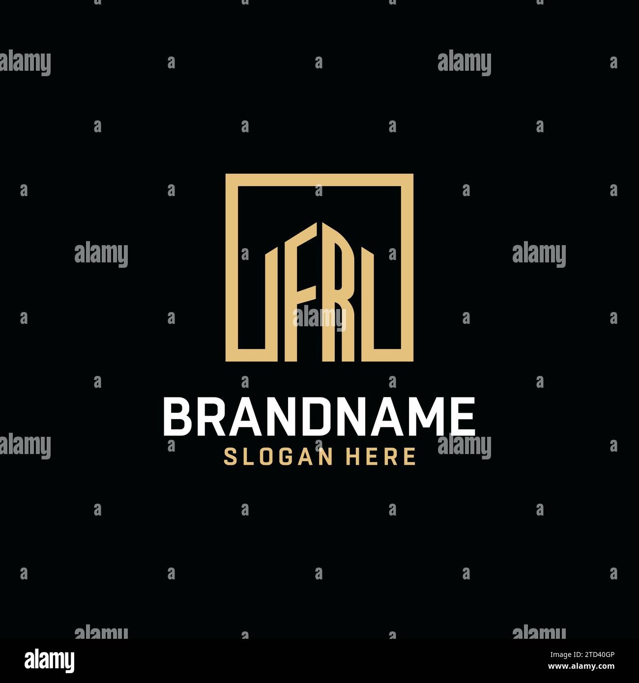 FR initial monogram logo design with square shape design inspiration ...