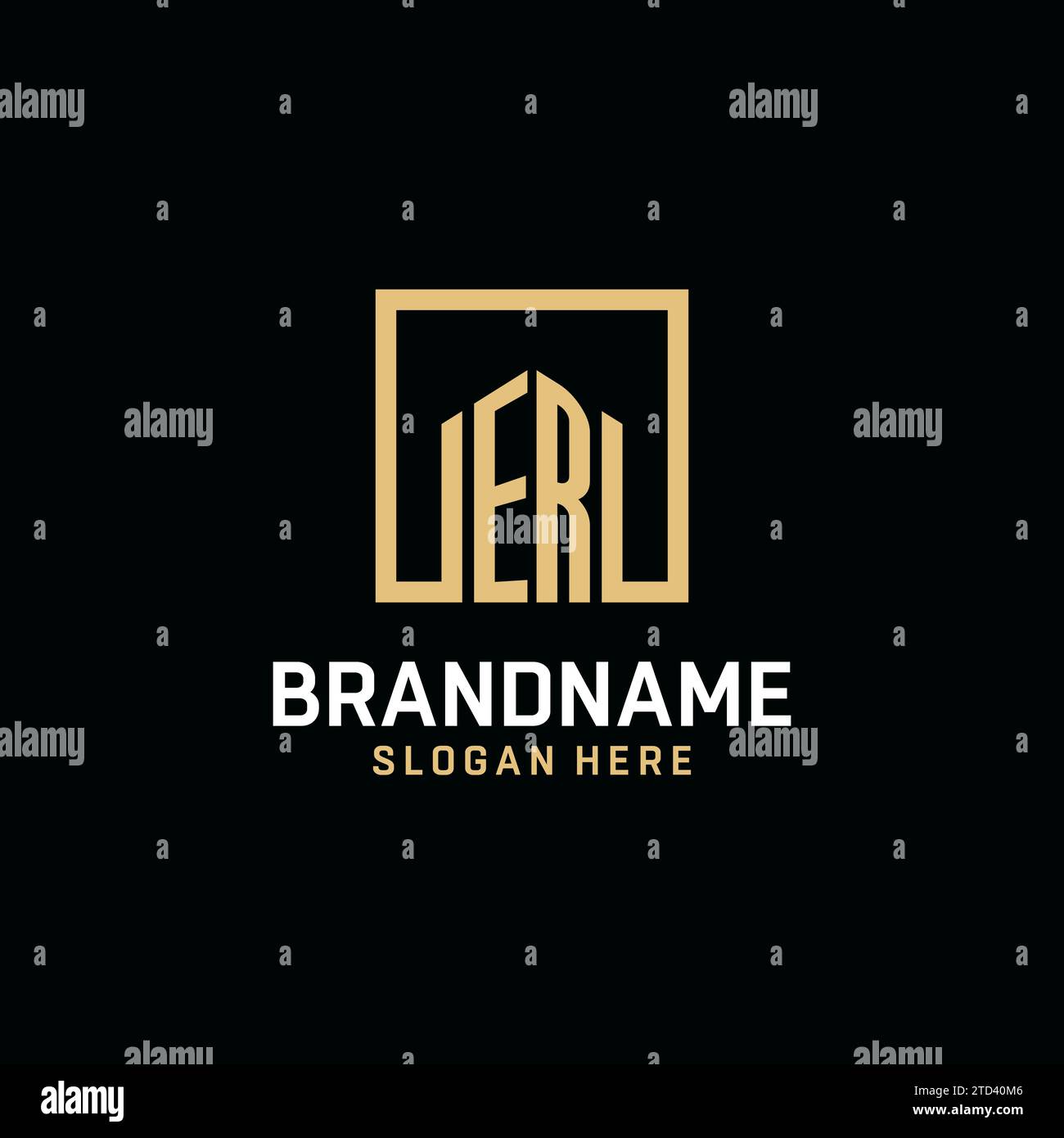 ER initial monogram logo design with square shape design inspiration ...