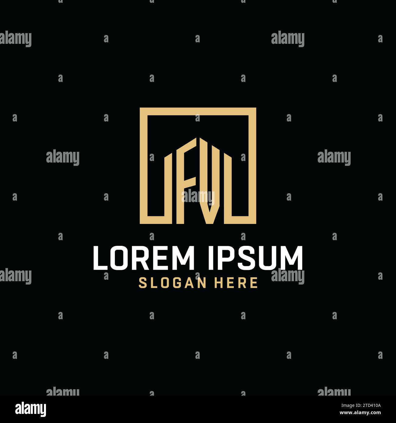 FV initial monogram logo design with square shape design inspiration ...