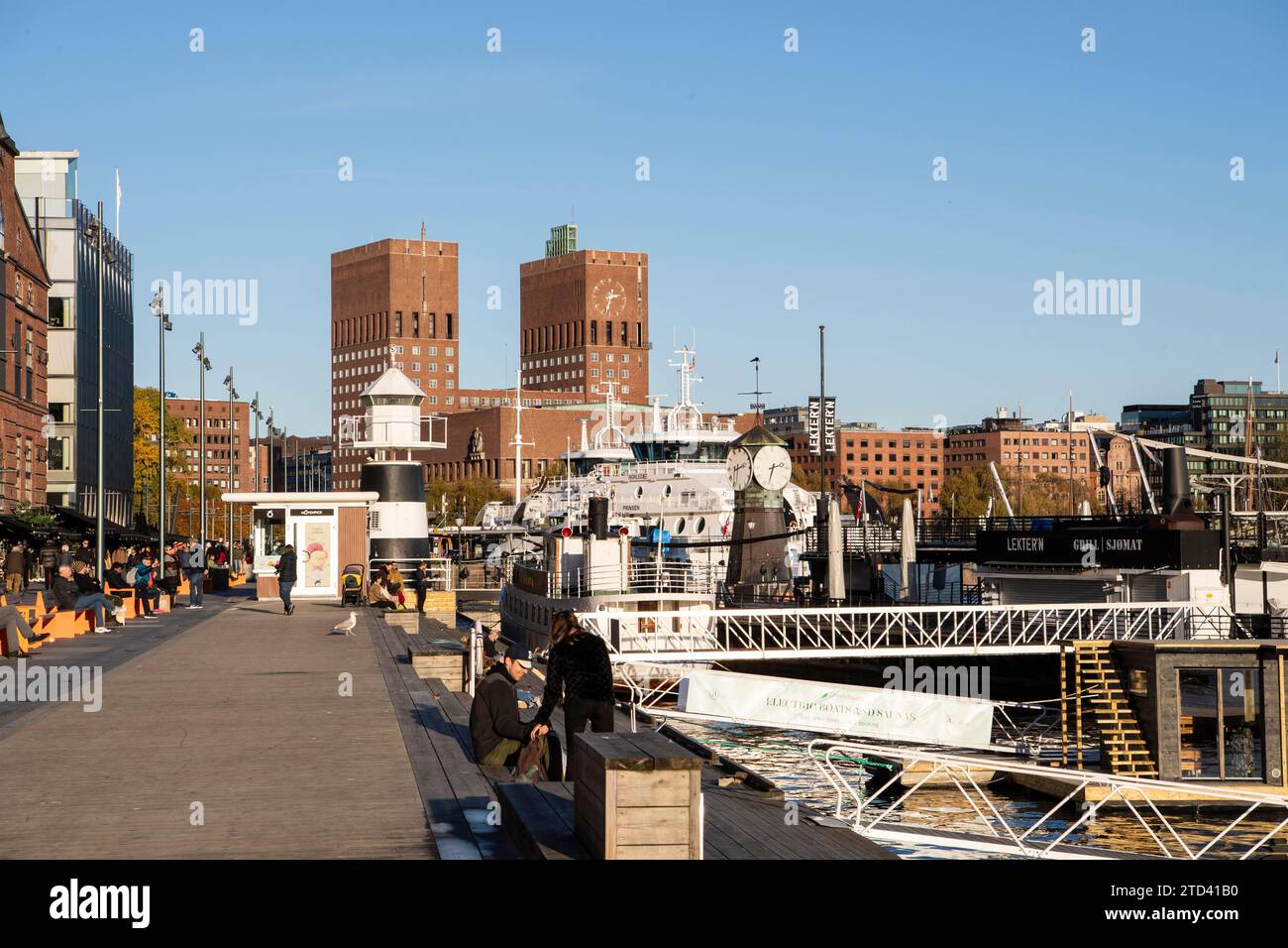 Harbour promenade with city hall, Oslo, Norway Stock Photo - Alamy