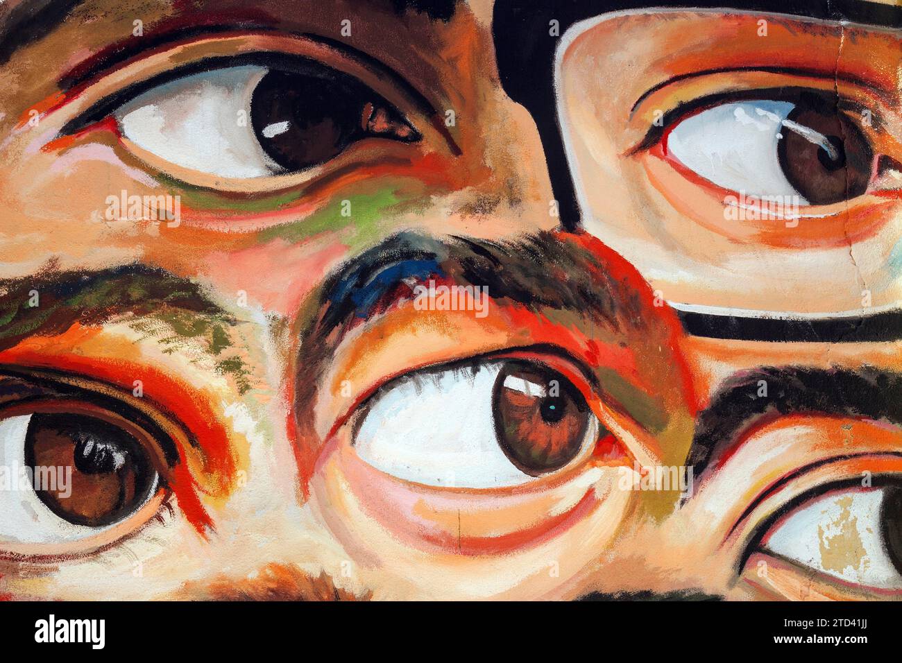 Wall painting, street art, graffiti, eyes, Beco do Maldonado, Alfama ...