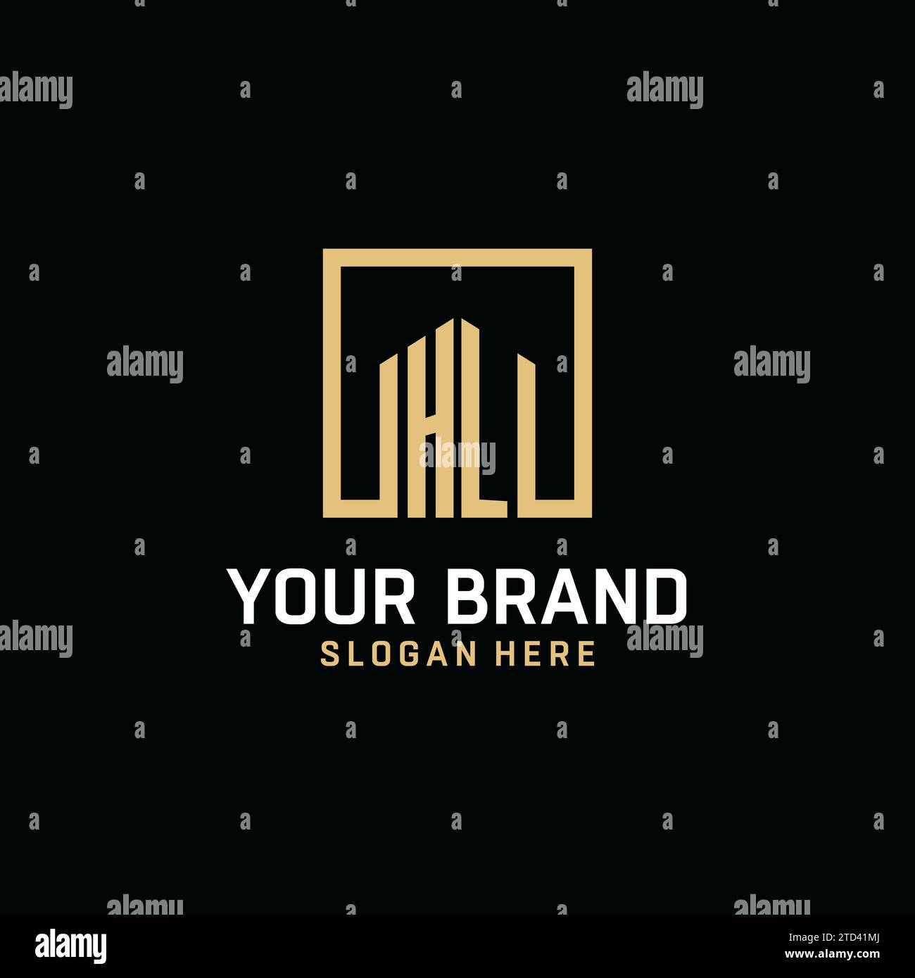 HL initial monogram logo design with square shape design inspiration ...