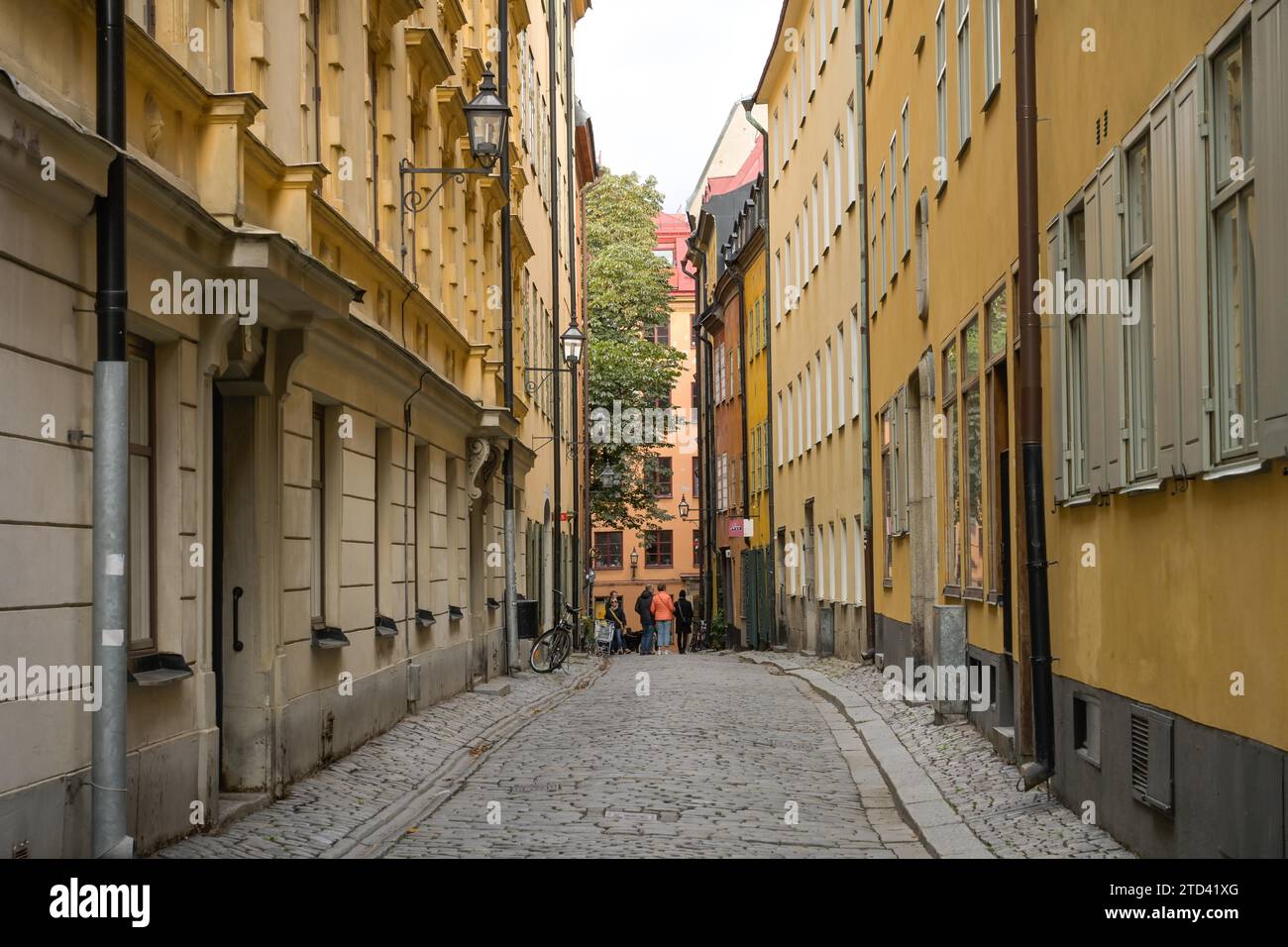 Passers-by, tourists, Sjaelagardsgatan, alley, Old Town, Gamla Stan ...
