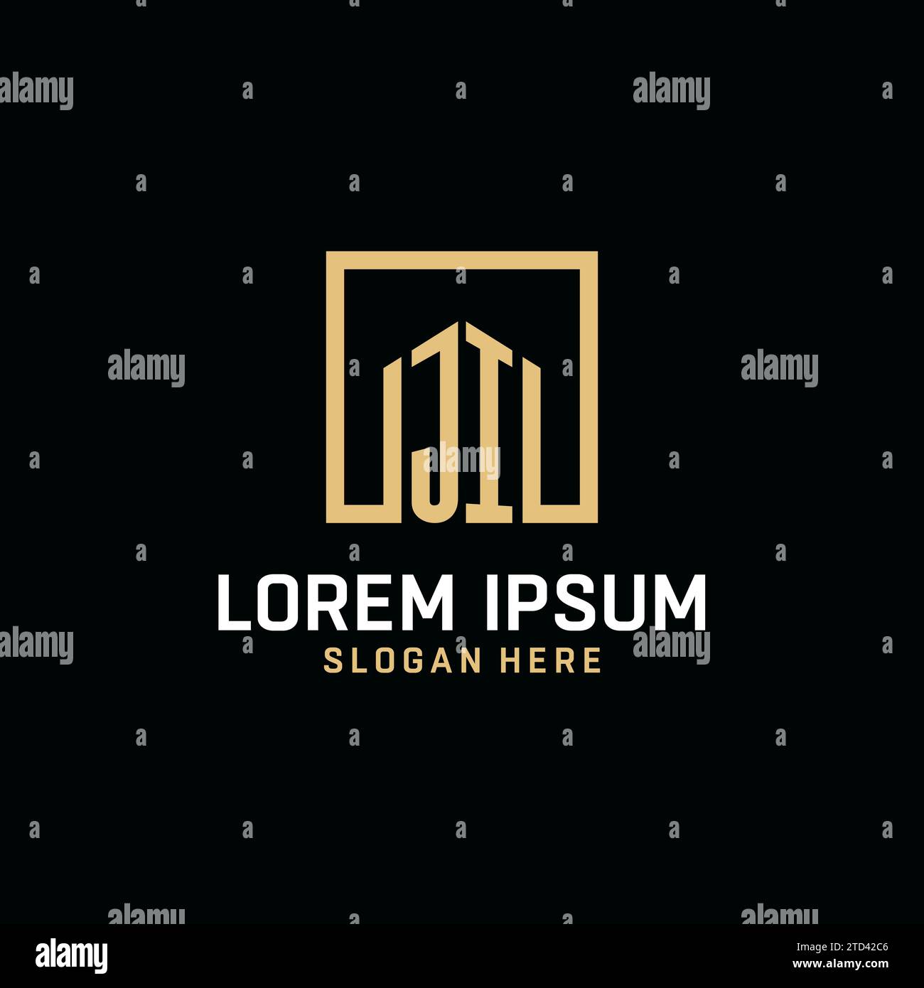 JI initial monogram logo design with square shape design inspiration ...