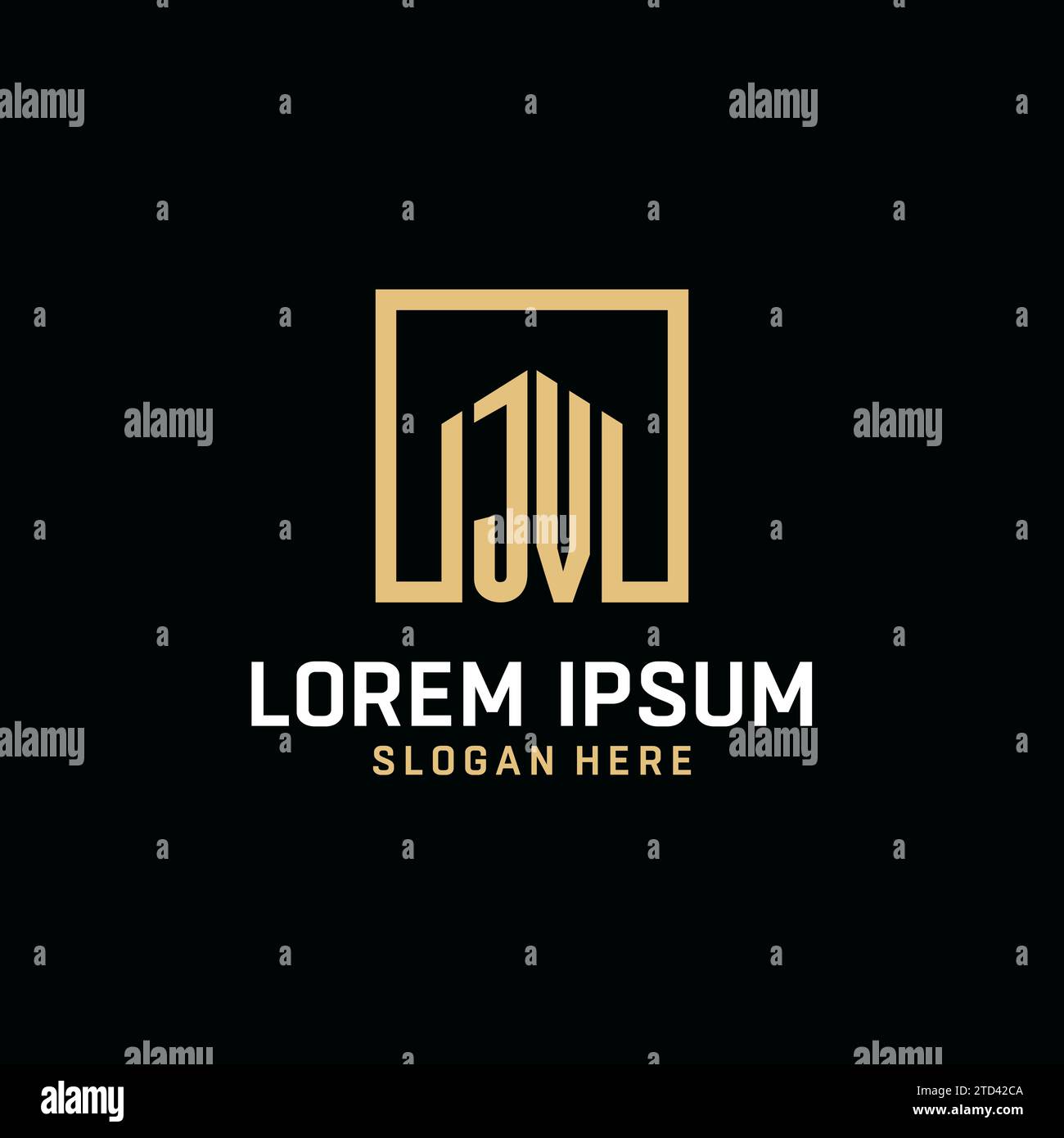 JV initial monogram logo design with square shape design inspiration ...