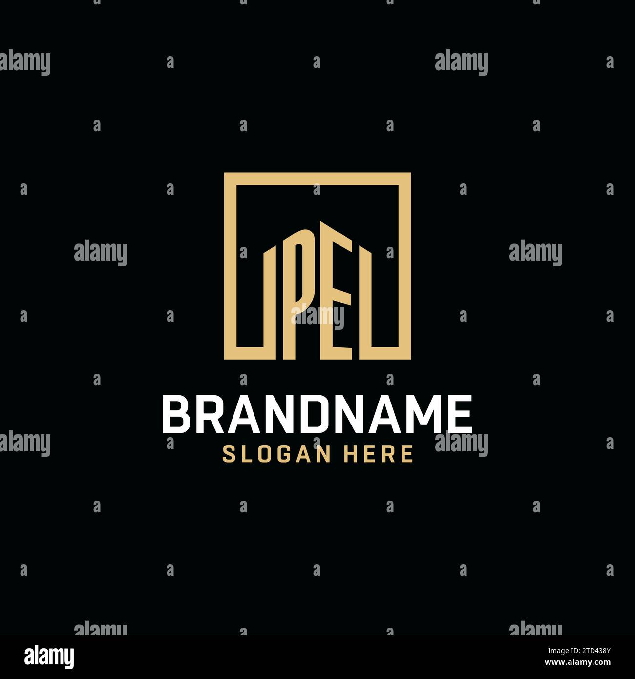 PE initial monogram logo design with square shape design inspiration ...