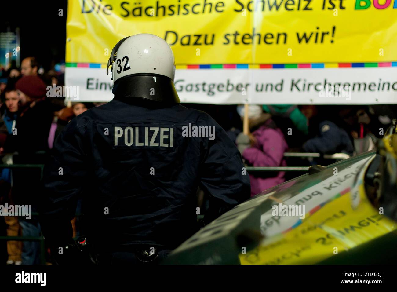 Dresden protests against Nazi march on 13 February, on the occasion of ...