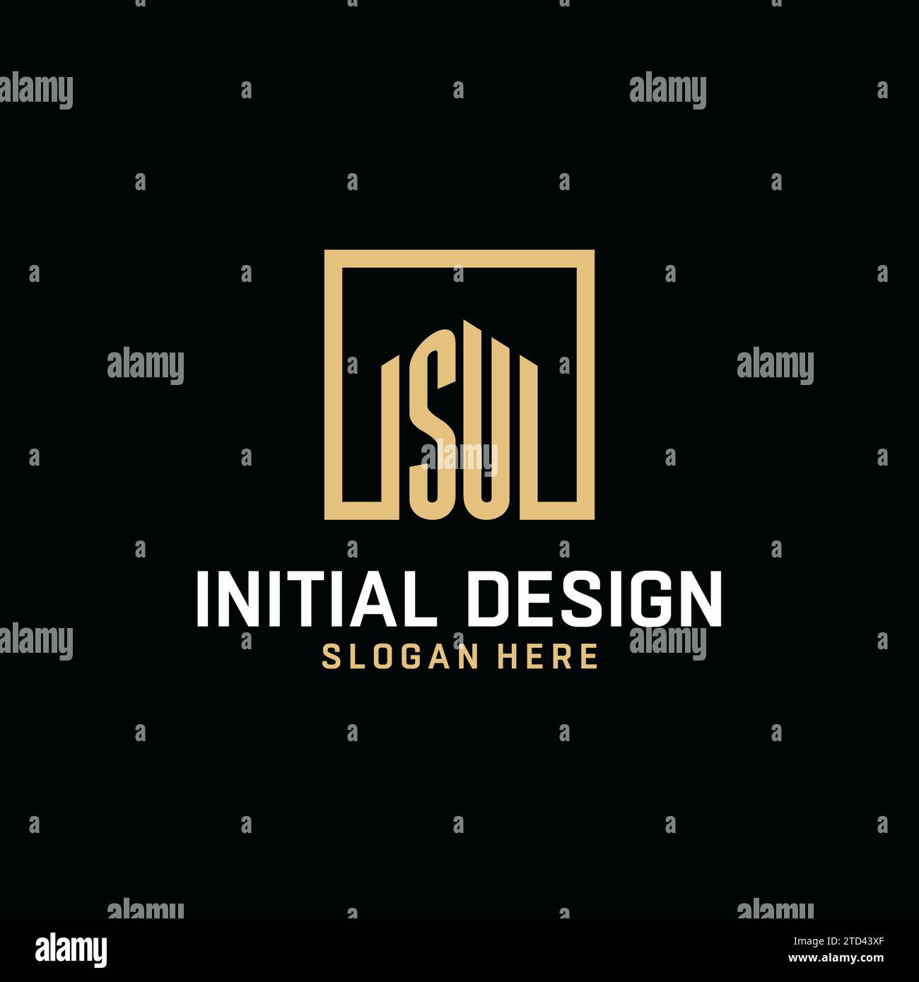 SU initial monogram logo design with square shape design inspiration ...