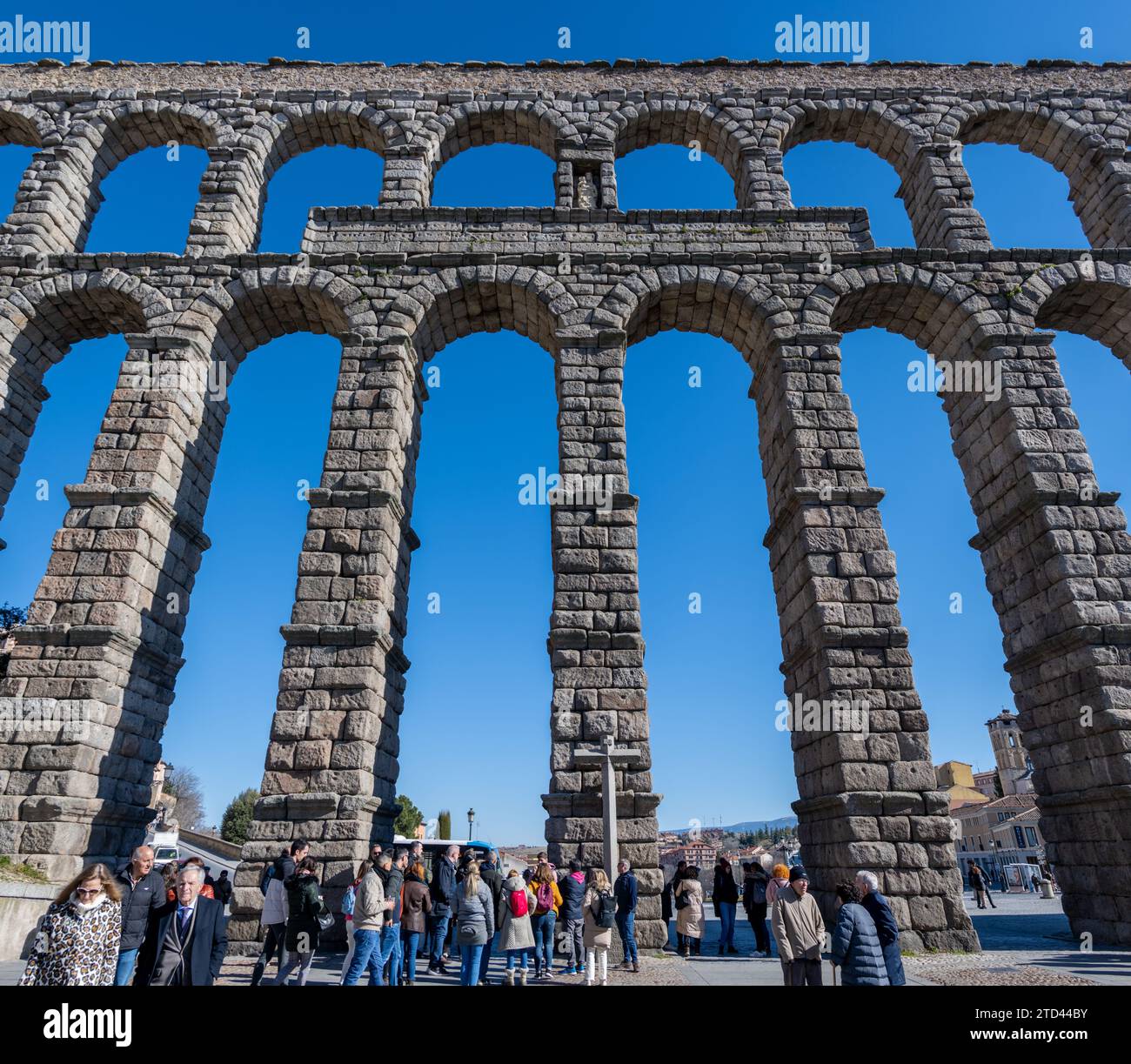Segovia, Spain - Feb 11, 2023: Ancient Roman aqueduct of Segovia with ...