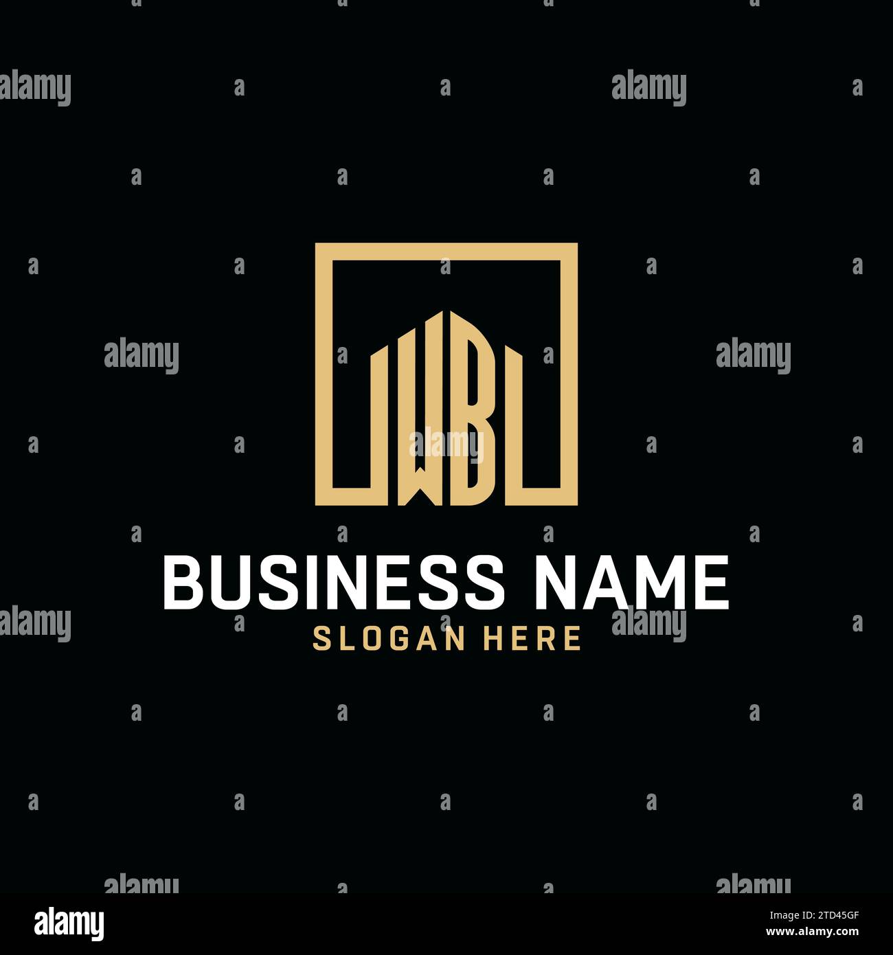 WB initial monogram logo design with square shape design inspiration ...