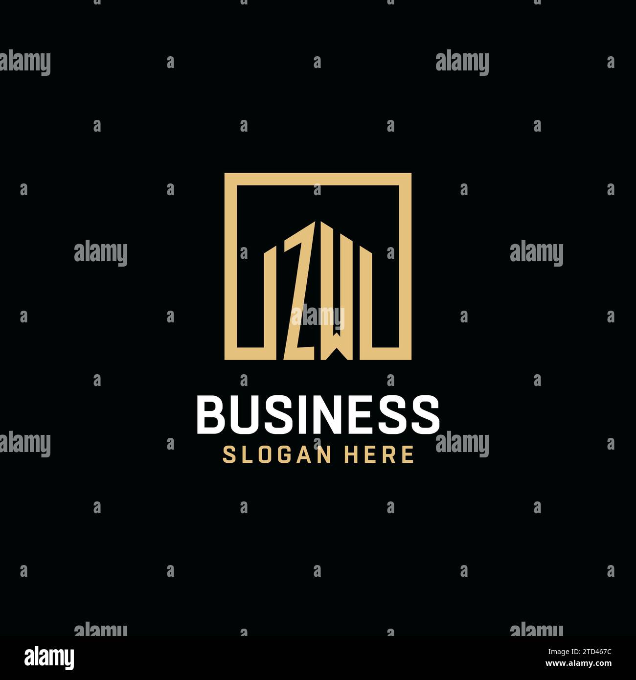 ZW initial monogram logo design with square shape design inspiration ...