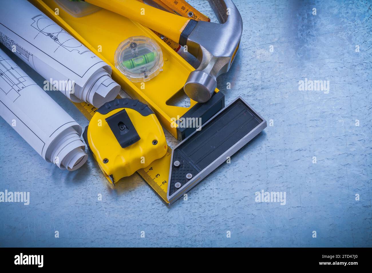 Stack of repair tools on an industrial metal background Design concept ...