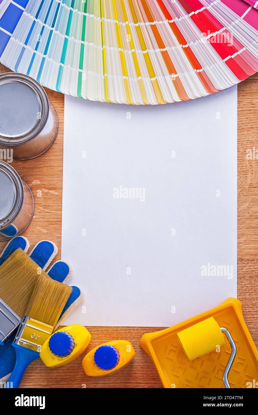 Group of colour tools and Pantone colour palette guide on sheet of ...