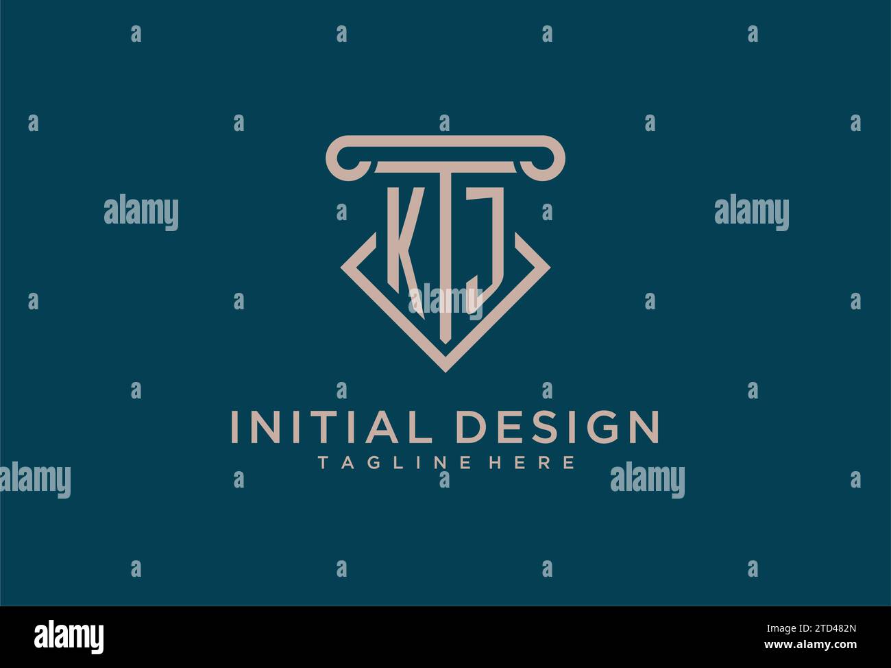 KJ initial with pillar icon design, clean and modern attorney, legal ...