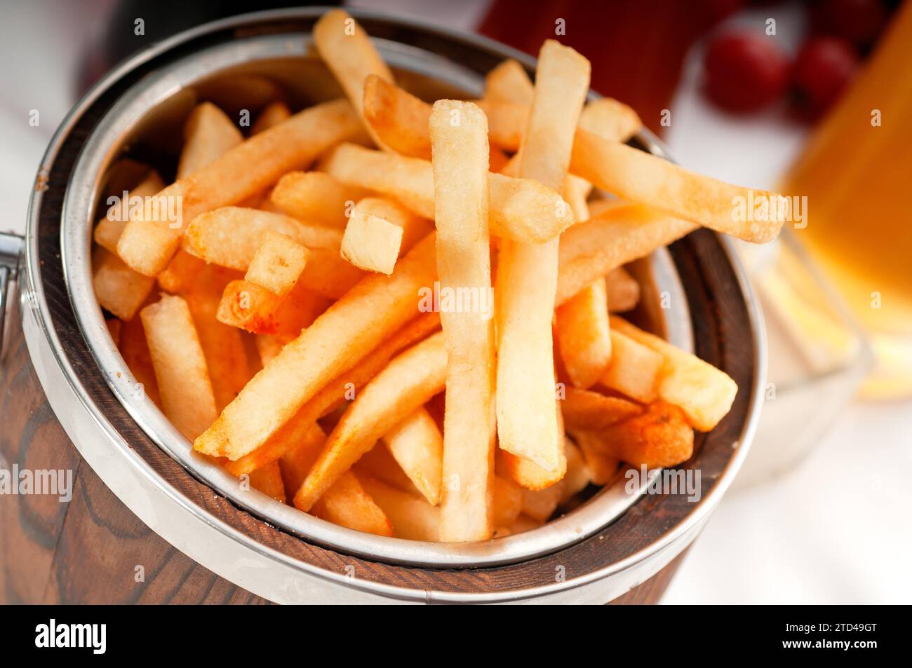 Fresh french fries on a bucket extreme close up macro, food photography ...