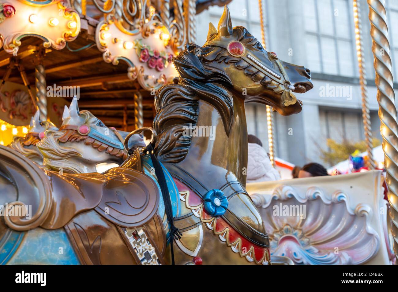 Le Havre, France - December 6, 2023: A children s carousel ride at a ...