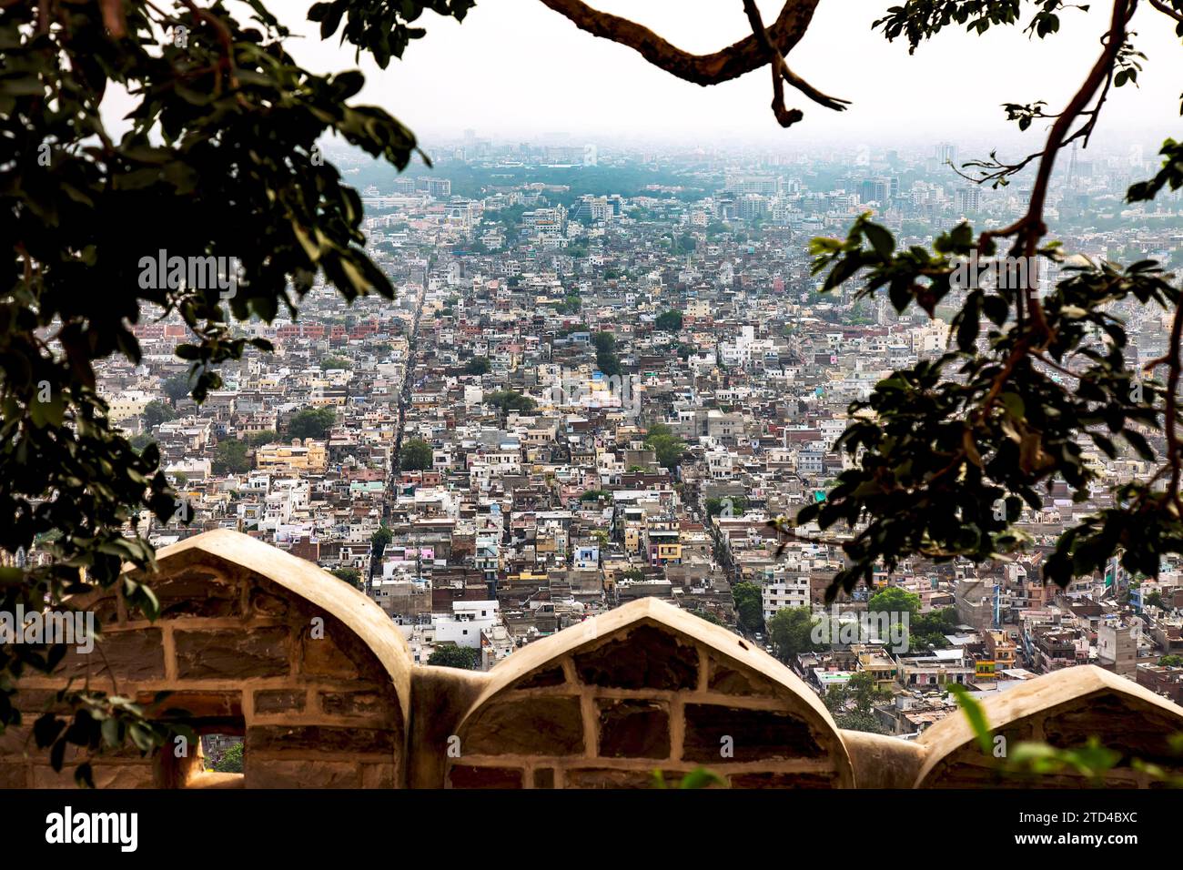 Aerial view of the Jaipur city from the Nahargarh fort, Rajasthan India ...