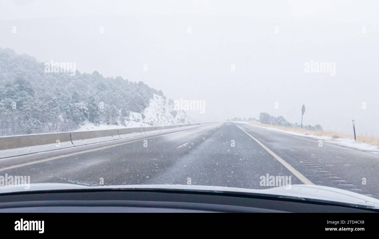 Braving a Winter Storm Driving Through Western Colorado Stock Photo - Alamy