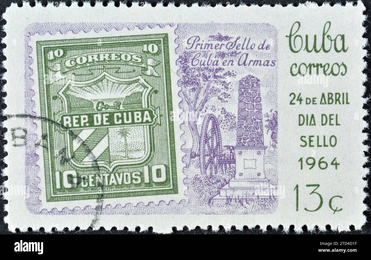 Cancelled postage stamp printed by Cuba, that shows Uncancelled Stamp ...