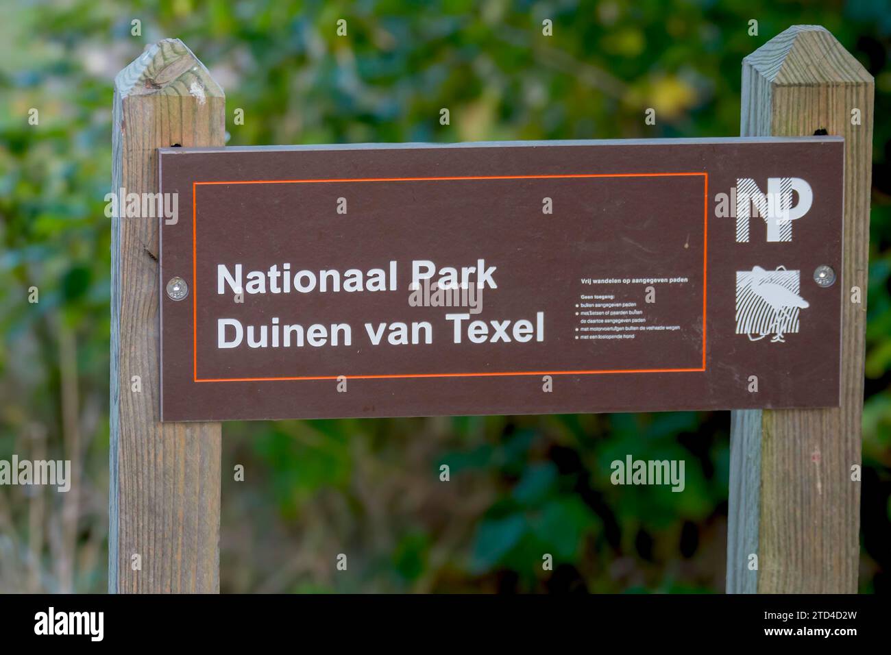 Signpost Nationaal Park Duinen van Texel, Dunes of Texel, Texel, North Sea Island, West Frisian ...