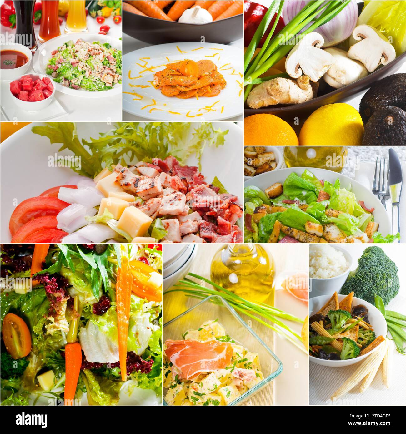 Mixwd fresh salad collage composition nested on a square frame Stock ...