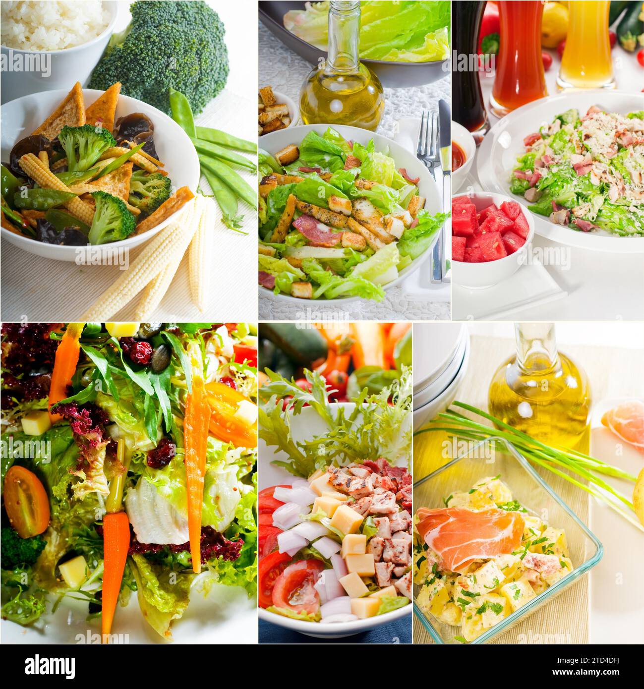 Mixwd fresh salad collage composition nested on a square frame Stock ...
