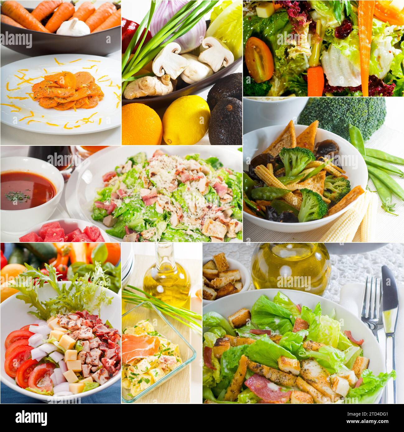 Mixwd fresh salad collage composition nested on a square frame Stock ...
