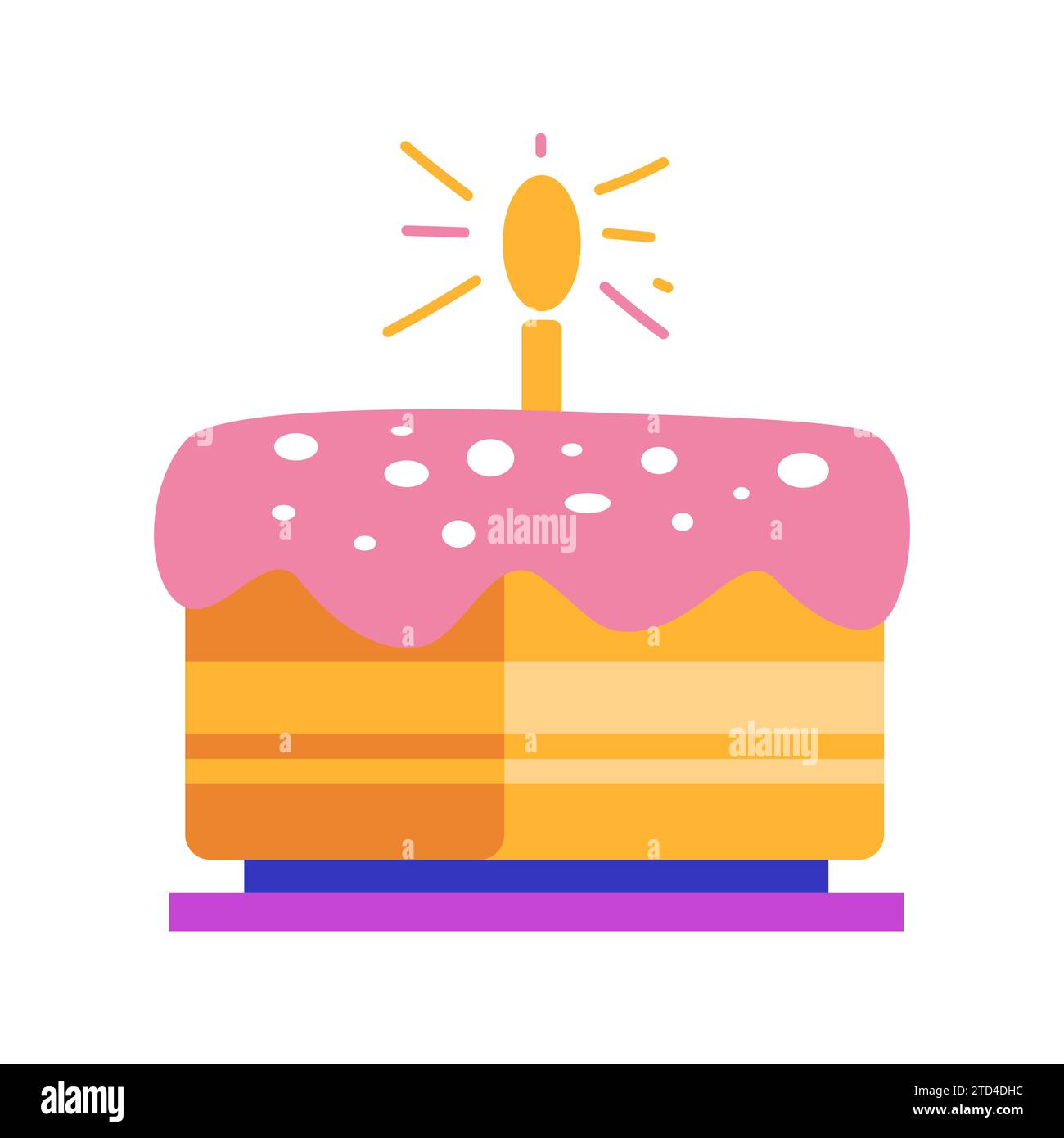 Birthday cake with candle. Hand drawn birthday cake vector illustration ...