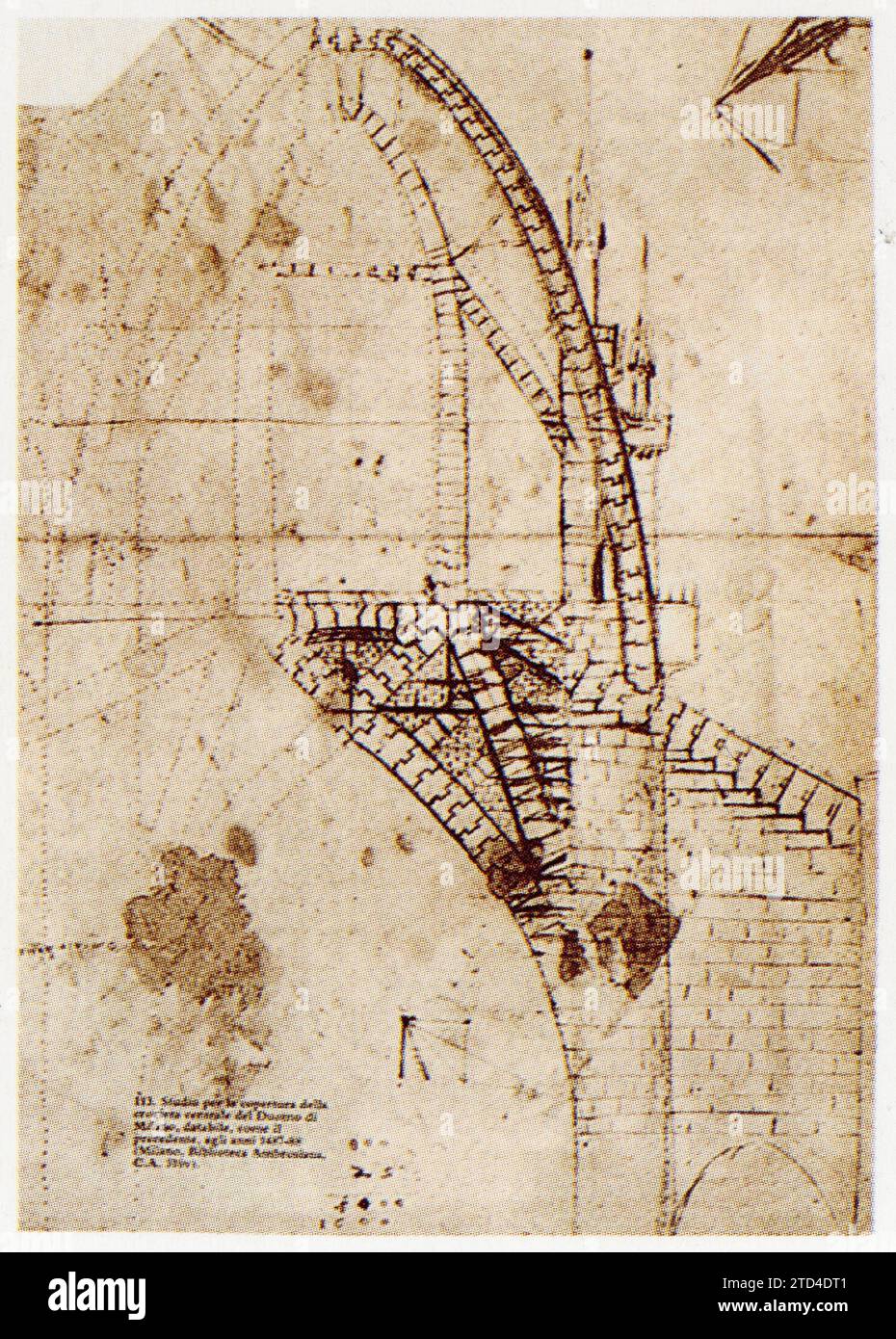 Leonardo da Vinci. Design for the dome of Milan cathedral.1487-1488 ...