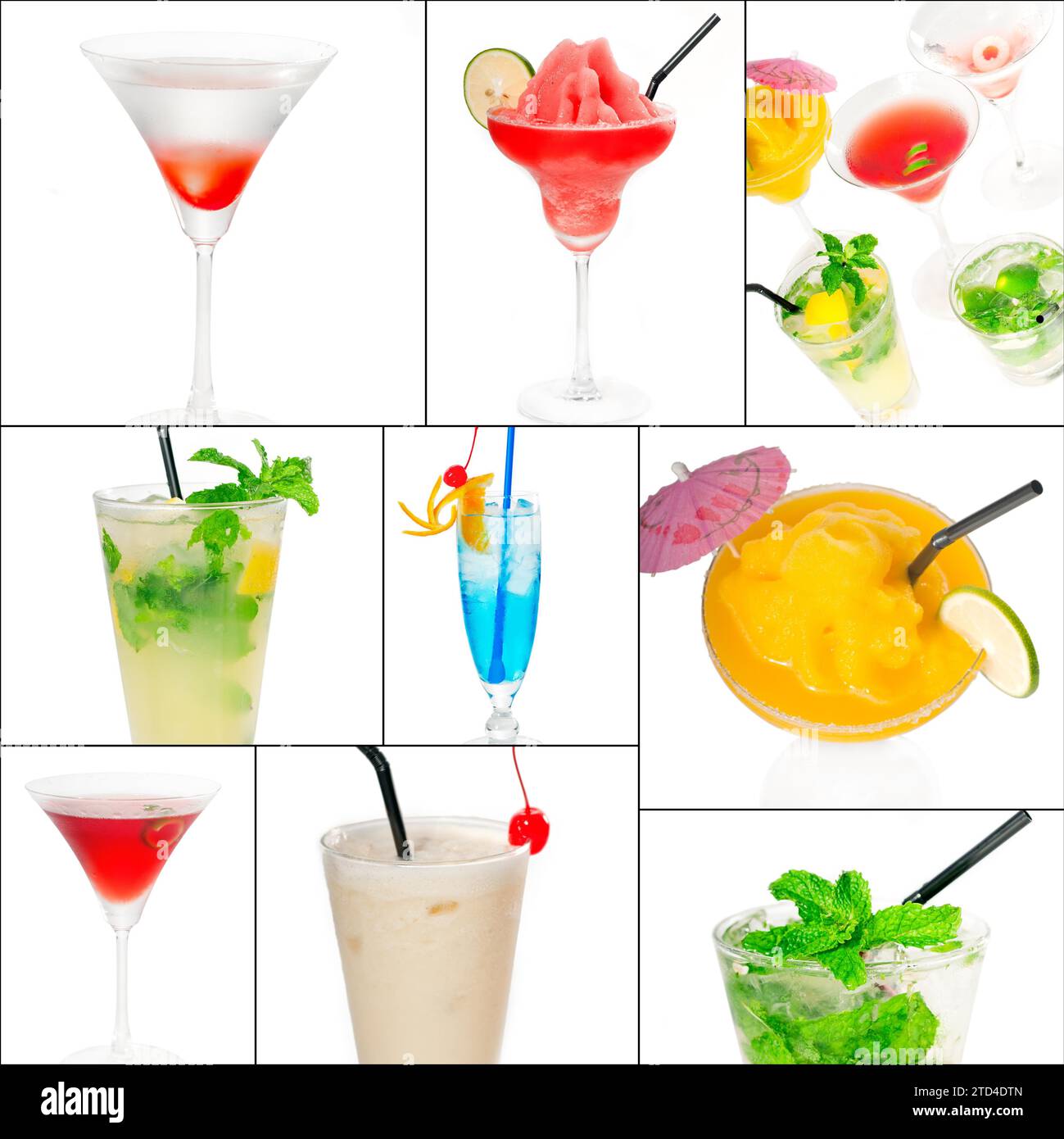 Selection of cocktails drinks collage composition nested on a square ...