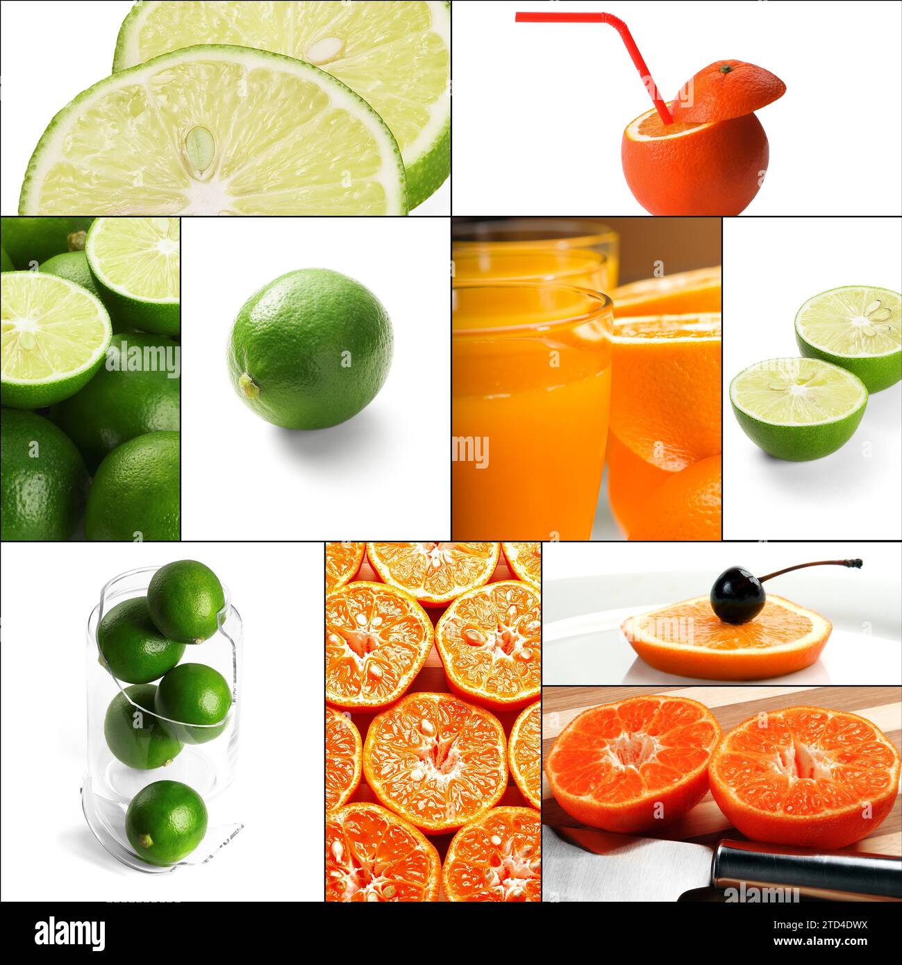 Fresh citrus fruits collage composition nested on a square frame Stock ...