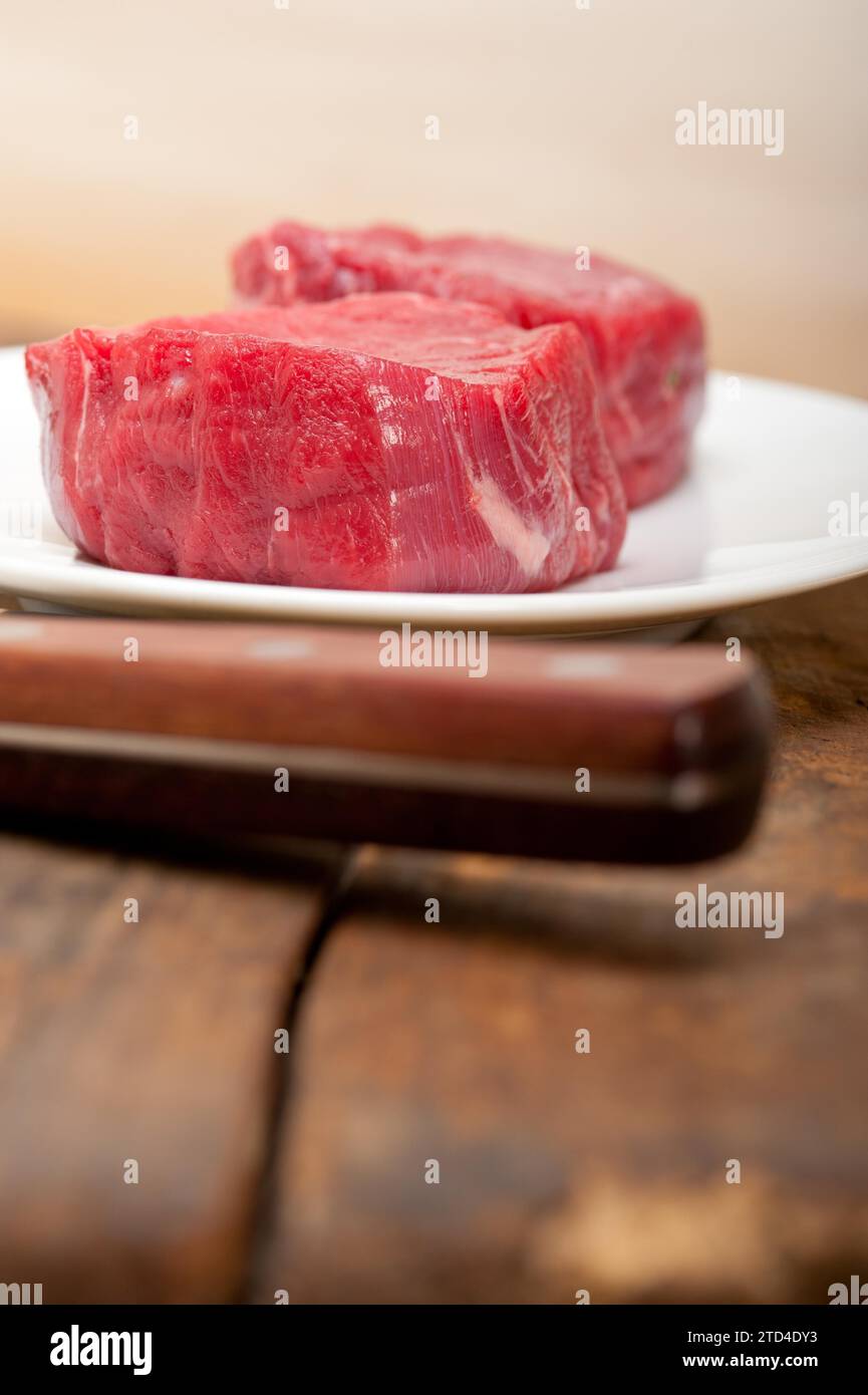 Fresh raw beef filet mignon cut ready to cook Stock Photo - Alamy