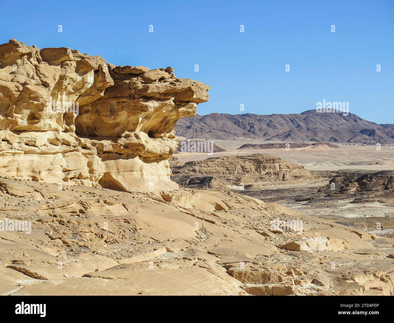 Eroded rock, mountain landscape in southern Sinai between Ain Khudra ...