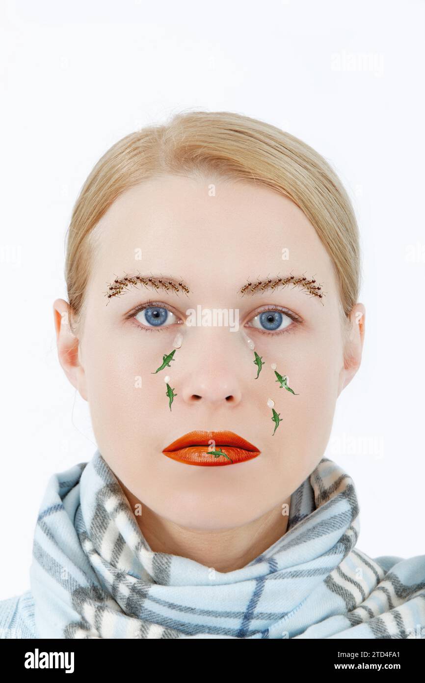 Crocodile tears on her face Stock Photo - Alamy