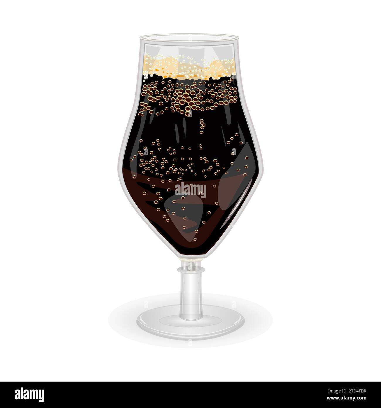 Glass of dark beer on white background. Glass full with brown beer and ...