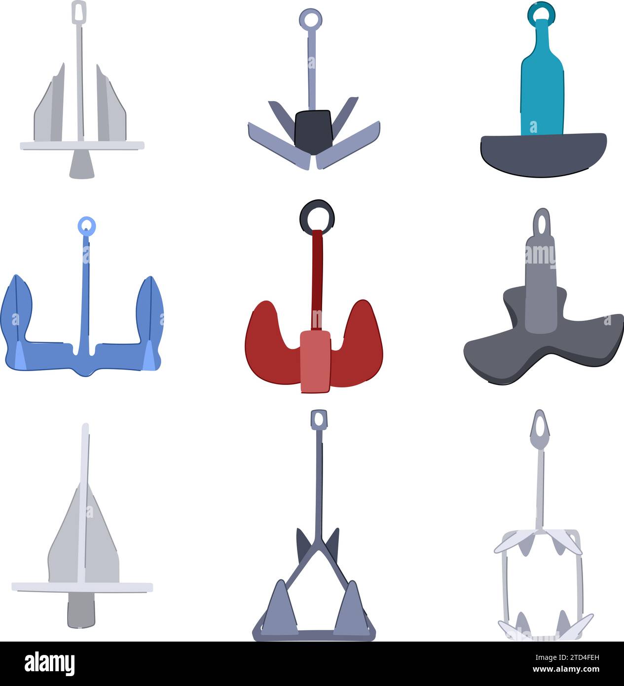 boat anchor set cartoon vector illustration Stock Vector Image & Art ...