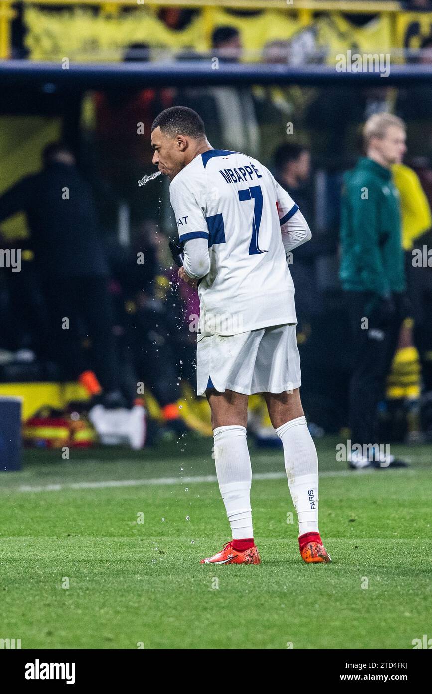 Dortmund, SignaI Iduna Park, 13.12.23: Kylian Mbappe of Paris spits ...