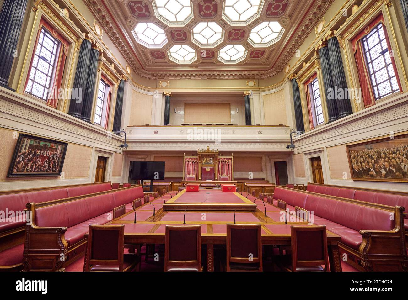 Senate chamber in Stormont's Parliament Buildings, Northern Ireland, UK ...